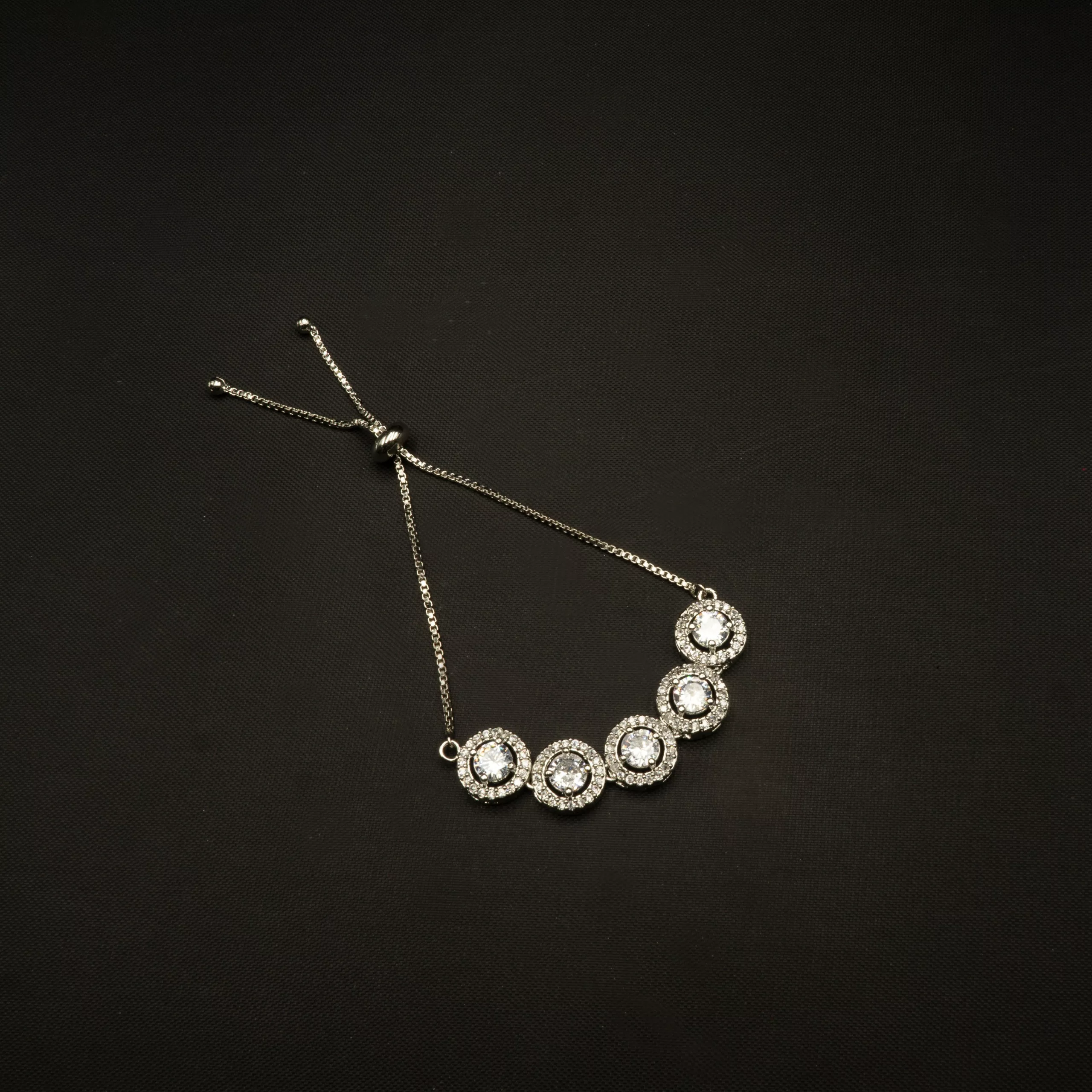 BL-2304013 - White Gold Plated American Diamond Slider Bracelet | Fashion Jewelry | Meesaa Nepal